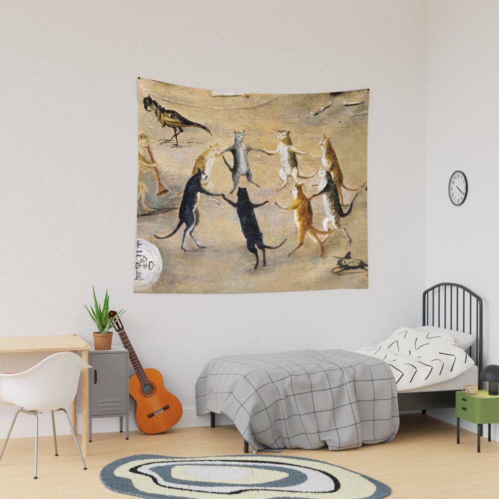 "Circle of Medieval Cats dancing Painting Witchy Flemish Art" Poster ...