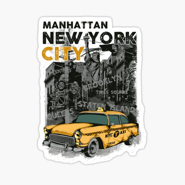 "MANHATTAN - New York City Cab" Sticker for Sale by Super3 | Redbubble