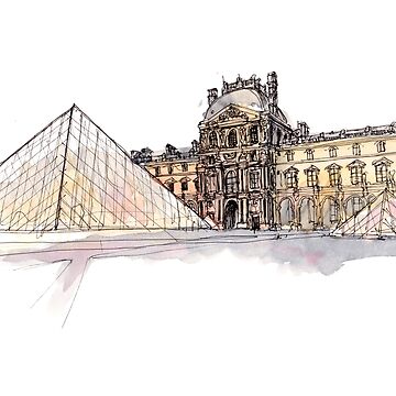 "Louvre Museum" Sticker by David Guerrero | Redbubble