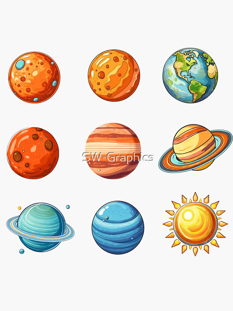 "Solar System Sticker Pack" Sticker for Sale by SW-Graphics | Redbubble