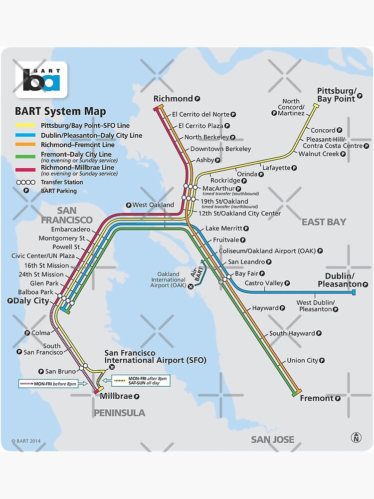 "BART MAP - Bay Area Rapid Transit Map" Poster for Sale by designdog | Redbubble