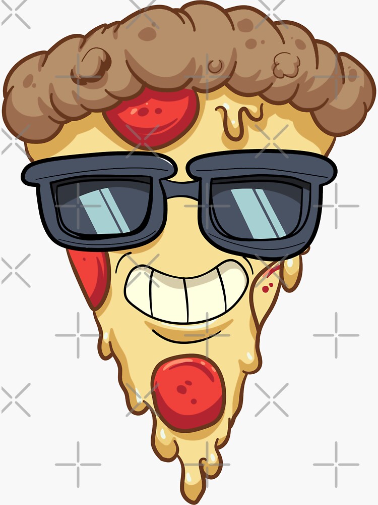 "StickerNerd - pizza slice face with sunglasses" Sticker by ...