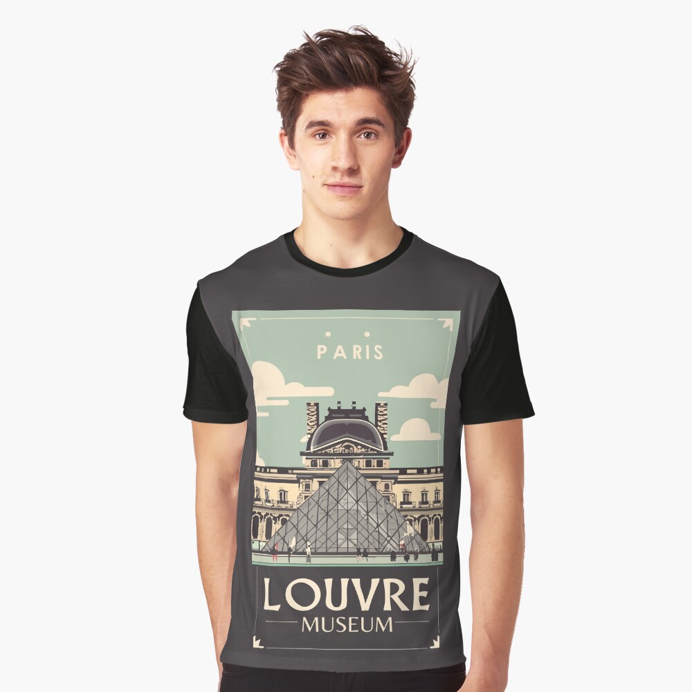 "A Vintage Travel Art of the Louvre Museum in Paris - France " Sticker ...