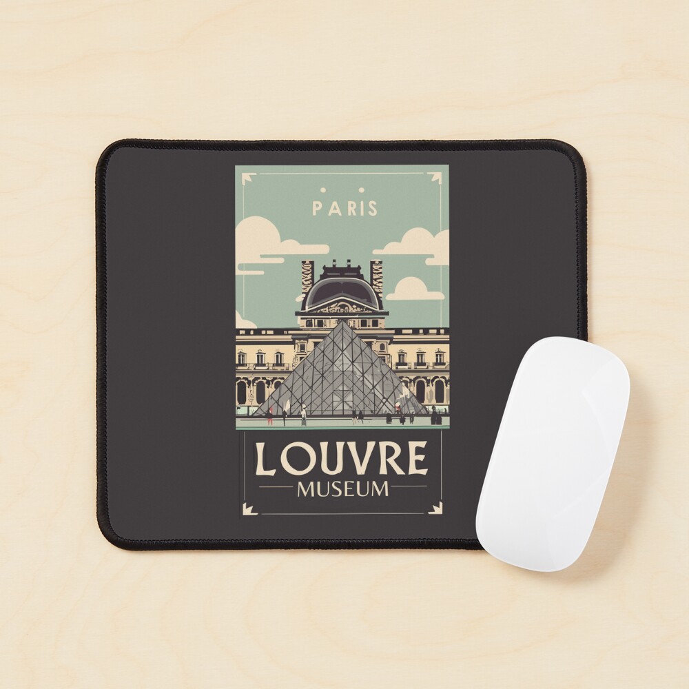 "A Vintage Travel Art of the Louvre Museum in Paris - France " Sticker ...