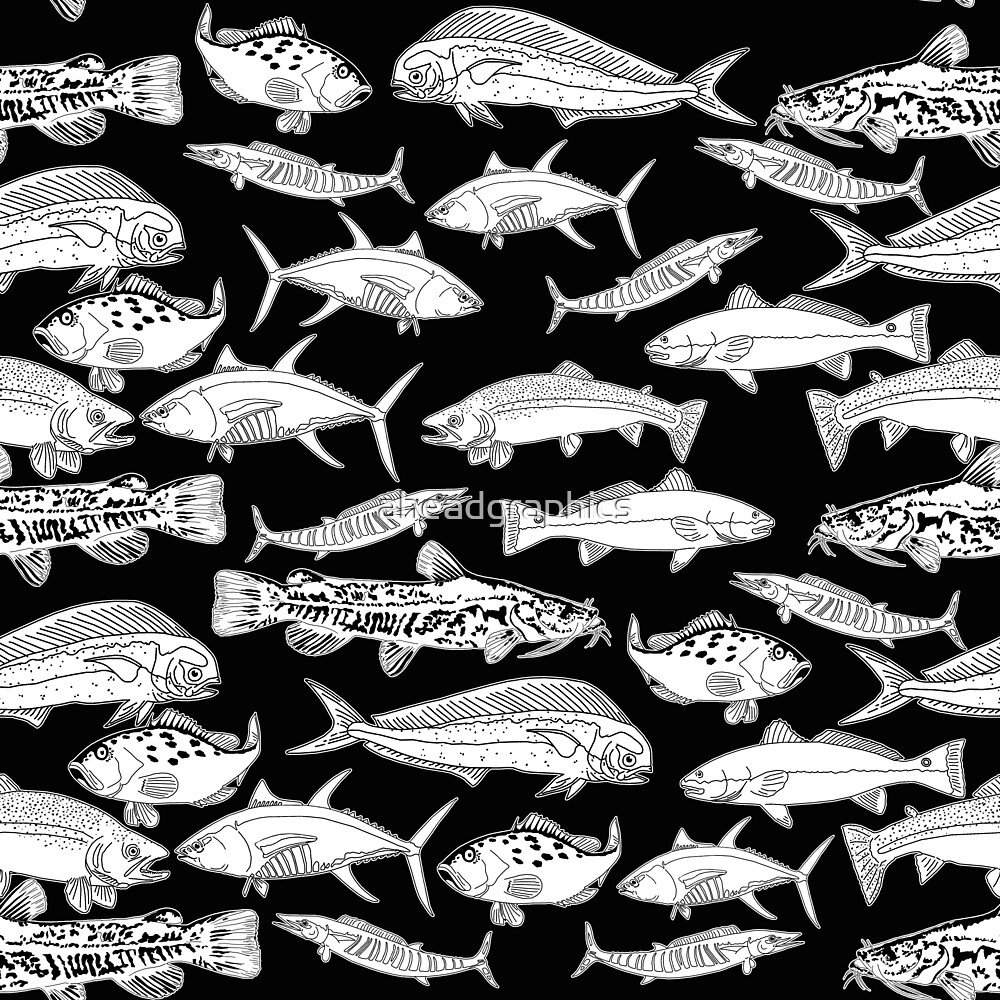 "Fish Collage Pattern" by aheadgraphics | Redbubble