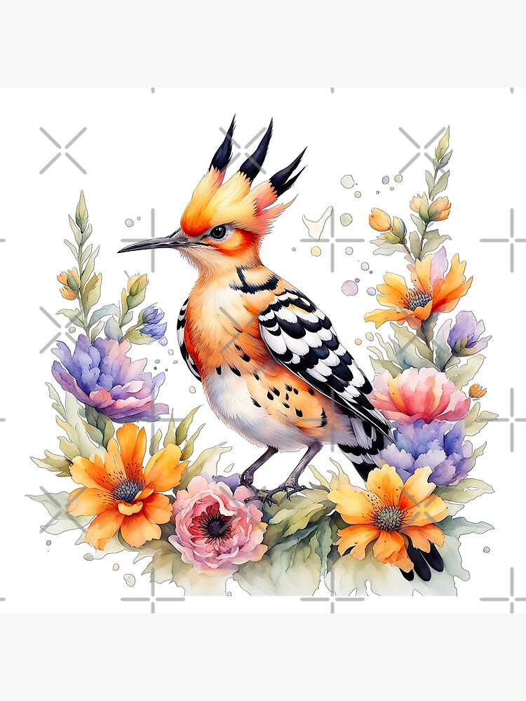 "Cute Hoopoe and flowers" Art Board Print for Sale by Bilisik | Redbubble