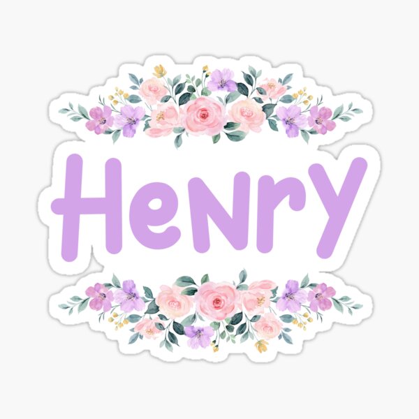"Purple Flower Henry Name Label " Sticker for Sale by NormadWorld ...