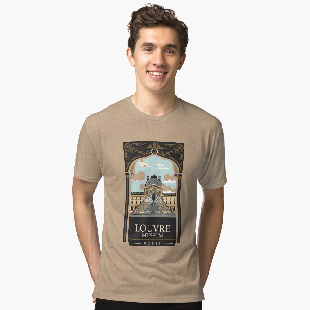 "A Vintage Travel Art of the Louvre Museum in Paris - France " Sticker ...