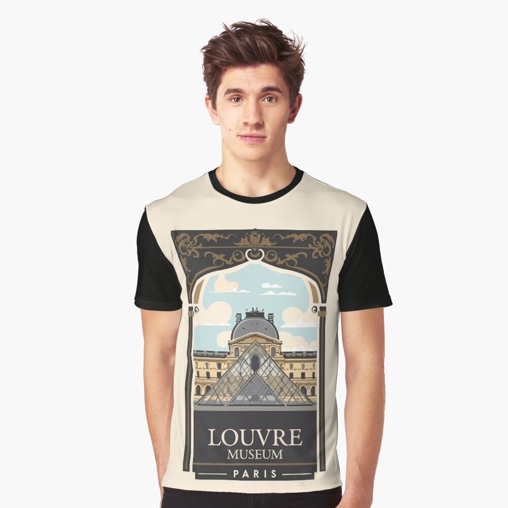 "A Vintage Travel Art of the Louvre Museum in Paris - France " Sticker ...