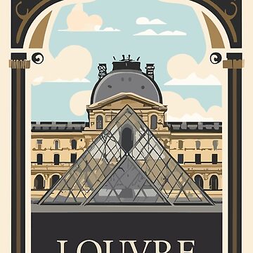 "A Vintage Travel Art of the Louvre Museum in Paris - France " Sticker ...