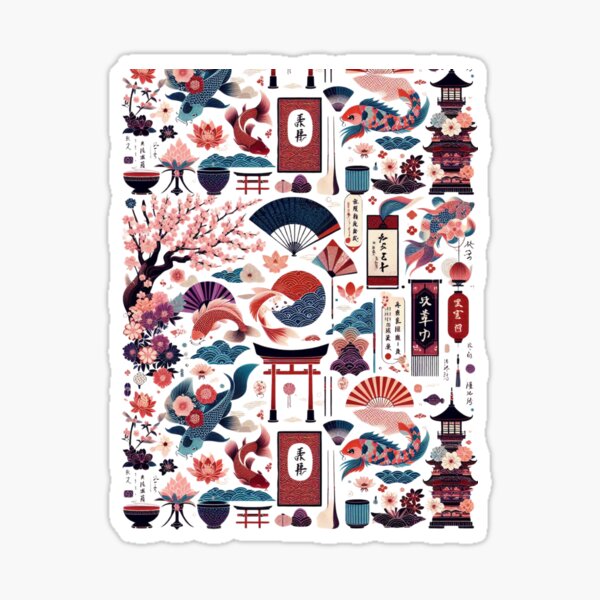 "Japanese aesthetic designs" Sticker for Sale by UnveilArtHub | Redbubble