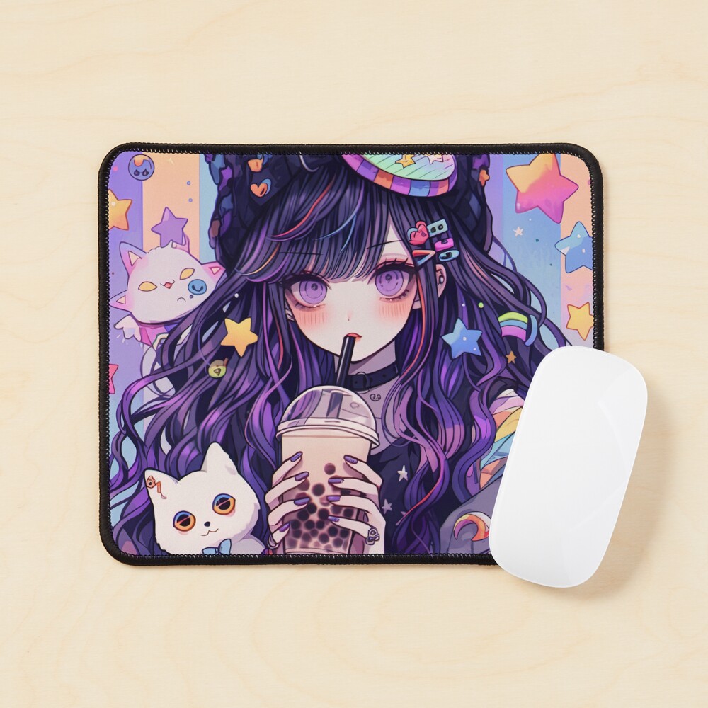 "Kawaii Pastel Goth Boba Tea Anime Girl" Sticker for Sale by bubblegoth ...