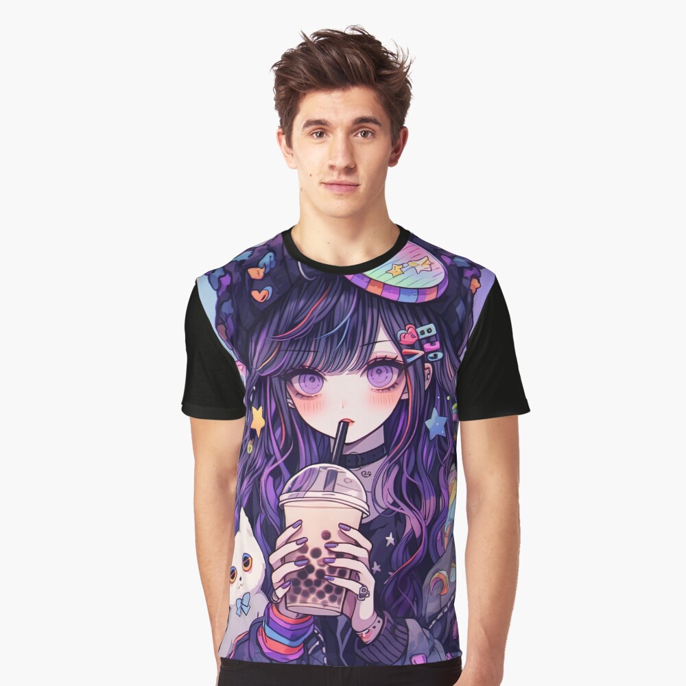 "Kawaii Pastel Goth Boba Tea Anime Girl" Sticker for Sale by bubblegoth ...