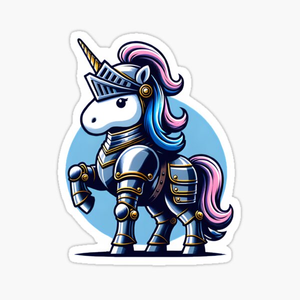 "Unicorn Knight Ready for Battle" Sticker for Sale by ThoriumInk ...