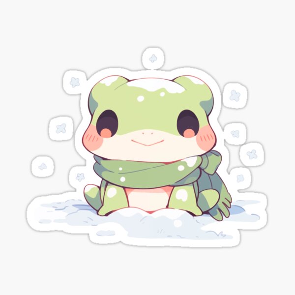 "Cute Kawaii Happy Froggy Frog in Snow" Sticker for Sale by ...