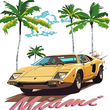 "Retro Lamborghini Countach in Miami" Sticker for Sale by etraveler ...