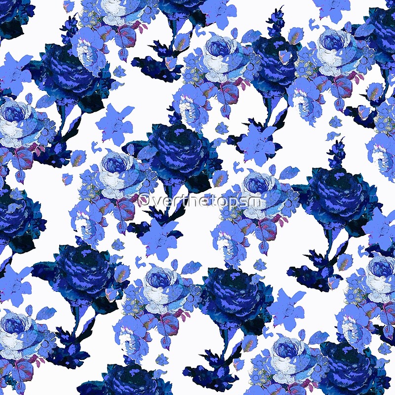 « ROSES ROSES BLEU ET BLANC TOILE » par Overthetopsm | Redbubble