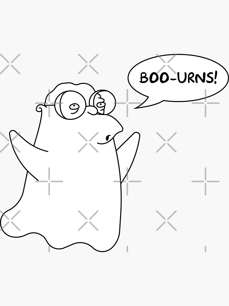 "BOO-URNS! Hans Moleman ghost (White)" Sticker for Sale by cubiclecoma ...