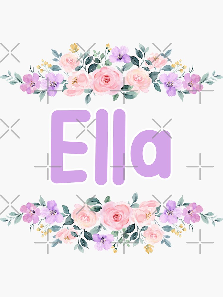 "Purple Flower Ella Name Label" Sticker for Sale by NormadWorld | Redbubble