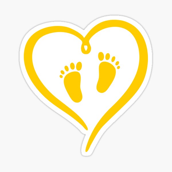 "Baby Footprint And Yellow Color Heart: New Born Baby Feet" Sticker for ...