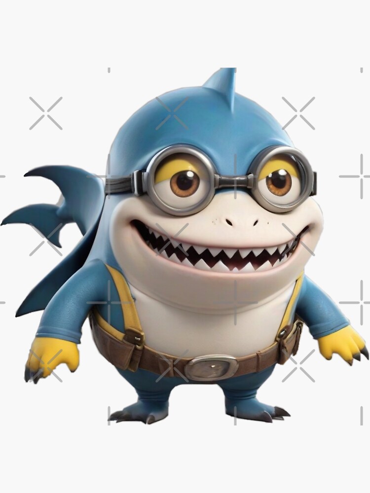 "Shark Dressed As A Minion" Sticker for Sale by pinksunsets | Redbubble