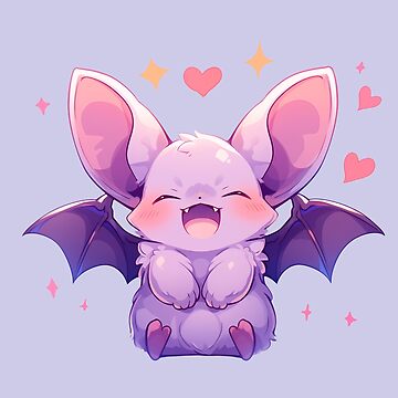 "Cute Kawaii Pink and Purple Vampire Bat in Love" Sticker for Sale by ...