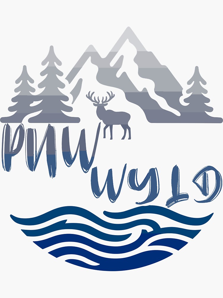 "PNW WYLD Silhouette Gradient, water, deer, mountains trees, outdoors ...