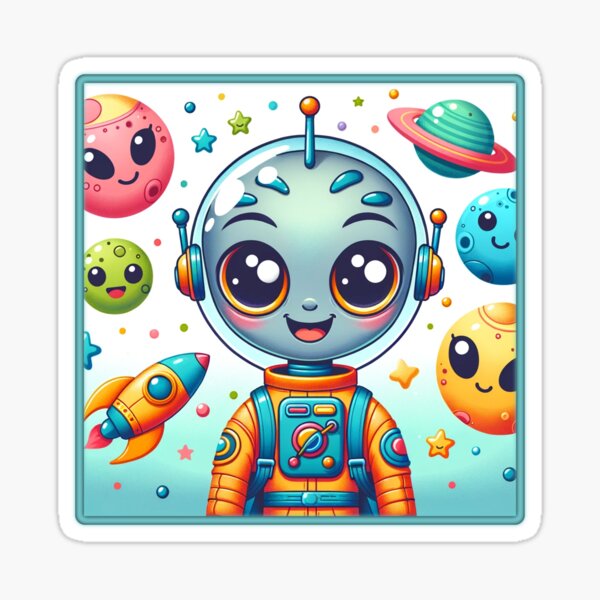 "Cute Alien Boy From Space Funny Gifts for Family" Sticker for Sale by ...