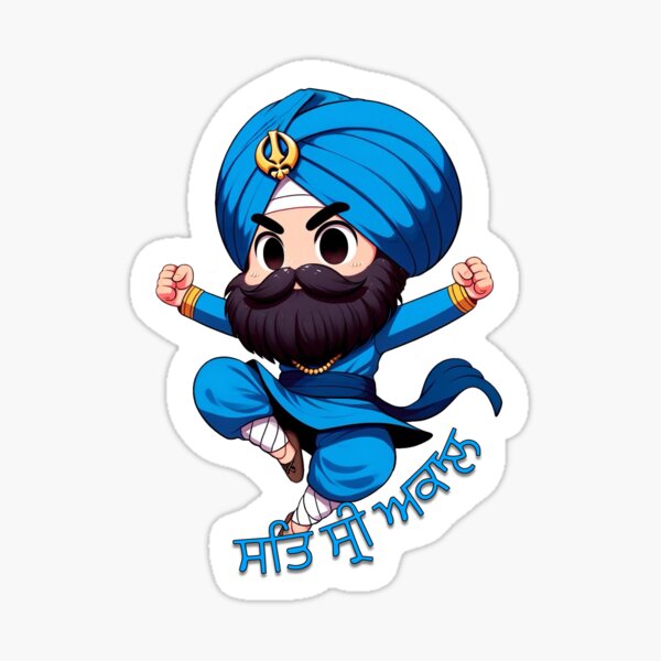 "Sikh Singh Cute Anime Chibi Sat Sri Akal! Nihung Gatka Guy" Sticker ...