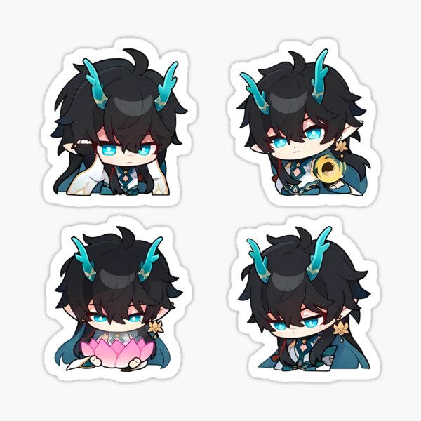 "Dan Heng Imbibitor Lunae Honkai Star Rail Chibi Stickers Set" Sticker ...