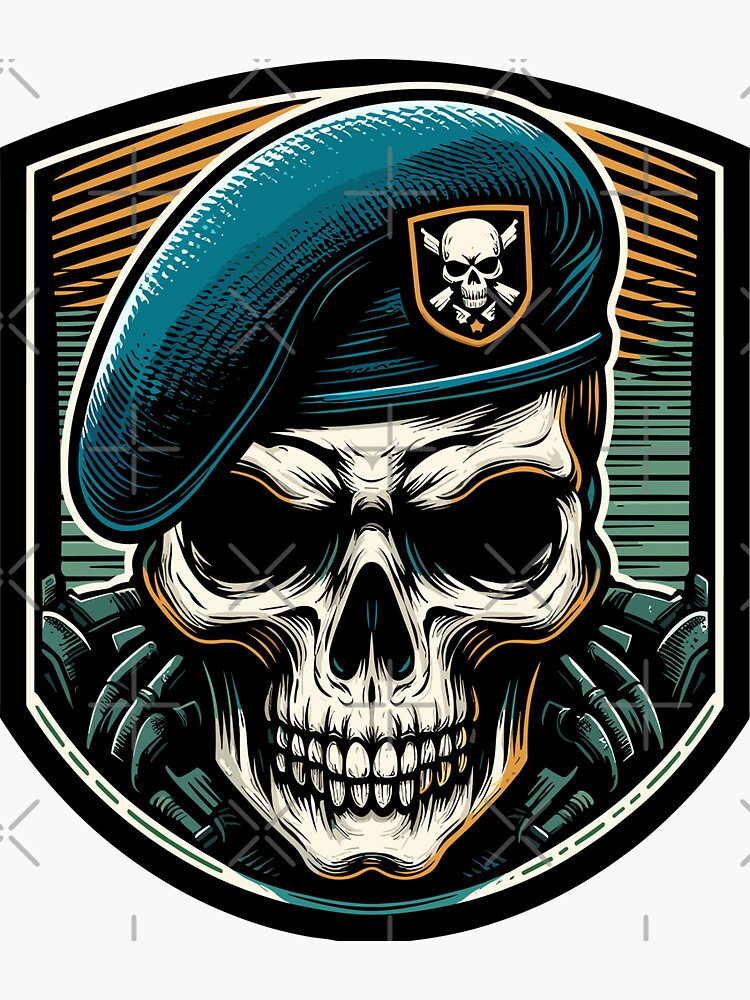 "Military Skull with Beret: Tactical Forces Design" Sticker for Sale by ...
