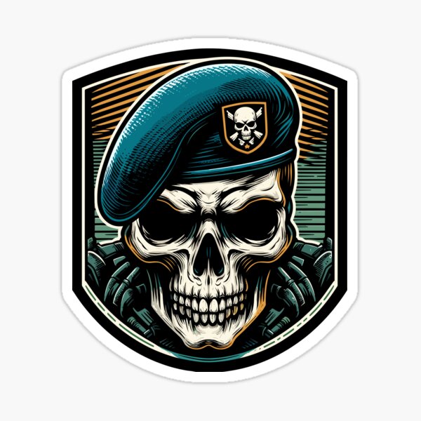 "Military Skull with Beret: Tactical Forces Design" Sticker for Sale by ...