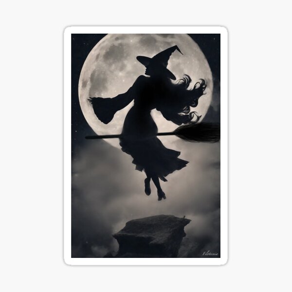 "Flying on a broom" Sticker for Sale by Filotecnia | Redbubble