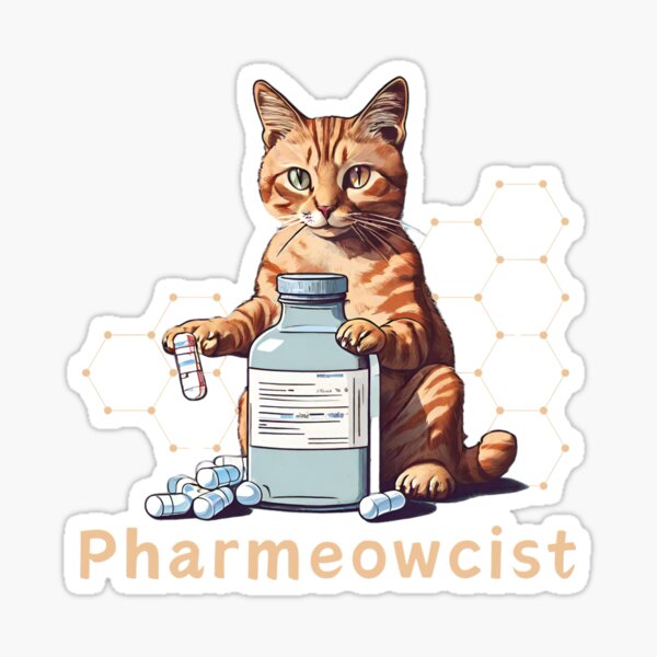 "Cat pharmacist" Sticker for Sale by MilkyForest | Redbubble