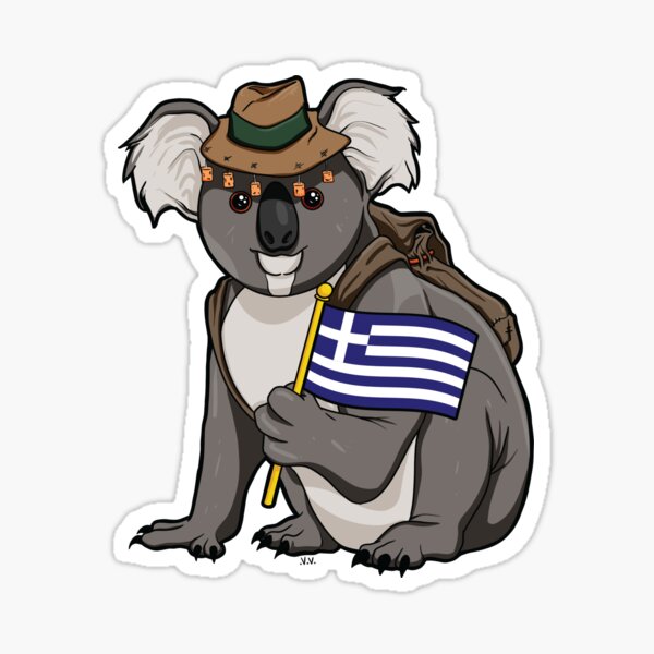 "Aussie Moz in Greece" Sticker for Sale by VanaVikse | Redbubble