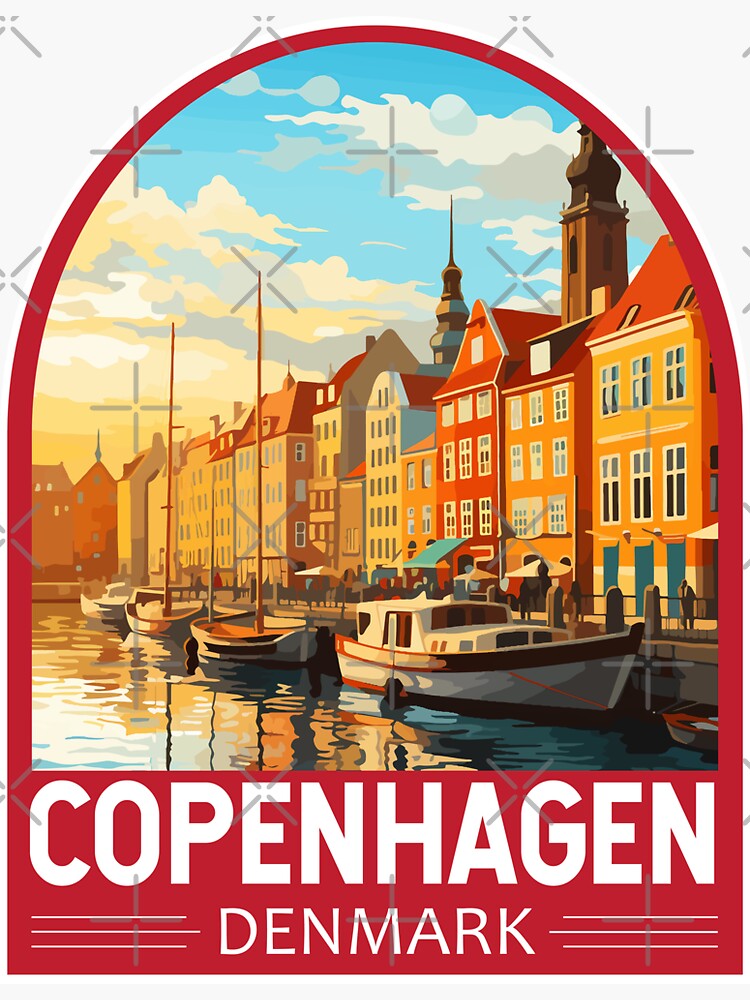 "Copenhagen Denmark Travel Art Emblem" Sticker for Sale by ...