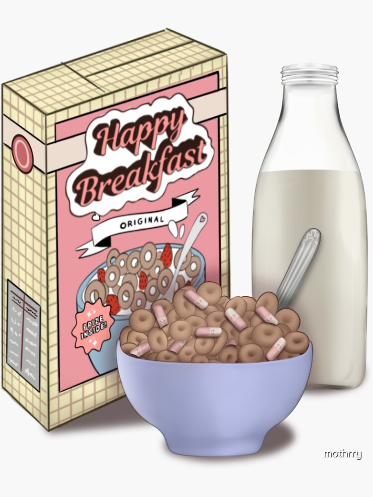 "Happy Breackfast Cereal" Sticker for Sale by mothrry | Redbubble