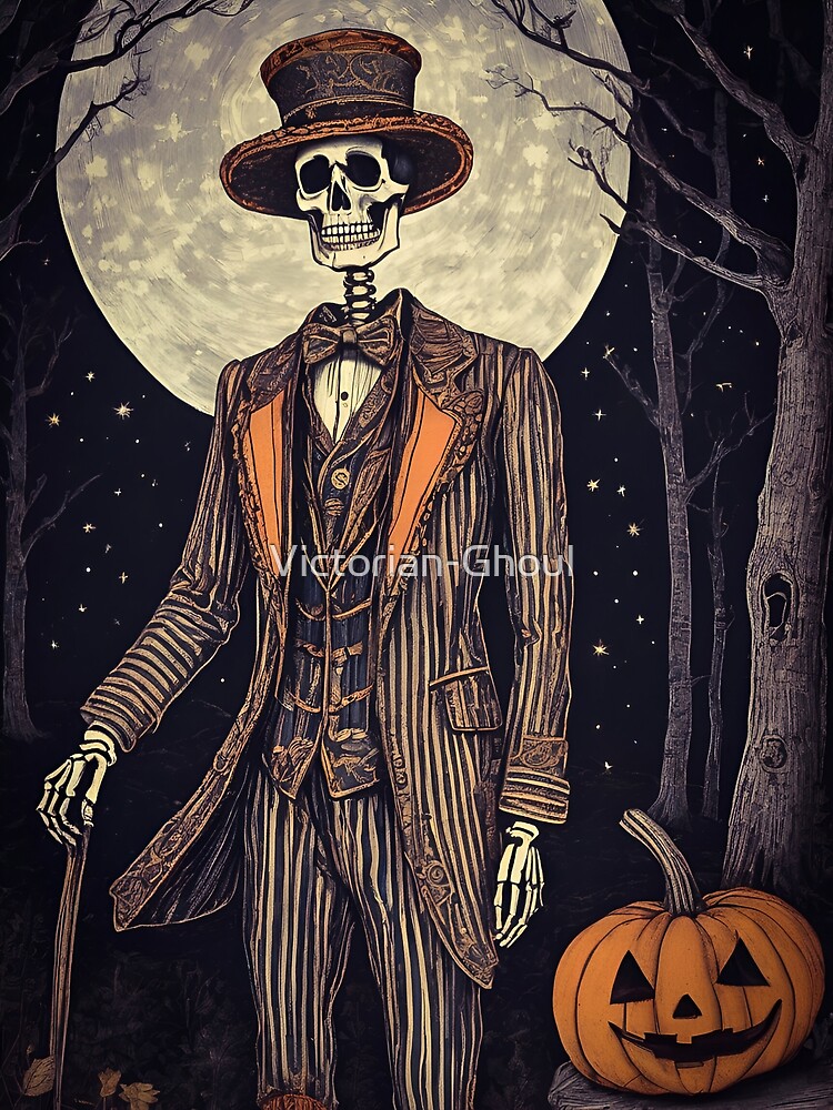 "Vintage Skeleton Gentleman on All Hallows Eve" Poster for Sale by ...