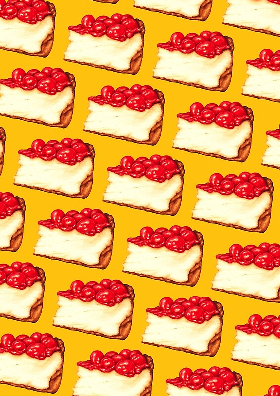 "Cherry Cheesecake Pattern - Yellow" by Kelly Gilleran | Redbubble