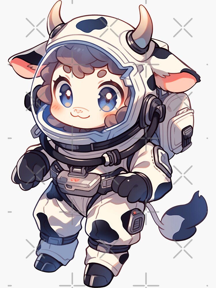 "Cute Kawaii Cow Astronaut in Space" Sticker for Sale by CozyKawaiiArt ...
