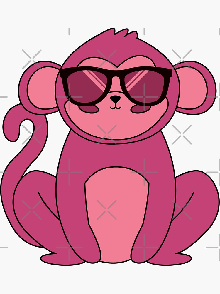 Pink Monkey Outline Funny Monkey Vector Line Icon, Linear Concept,