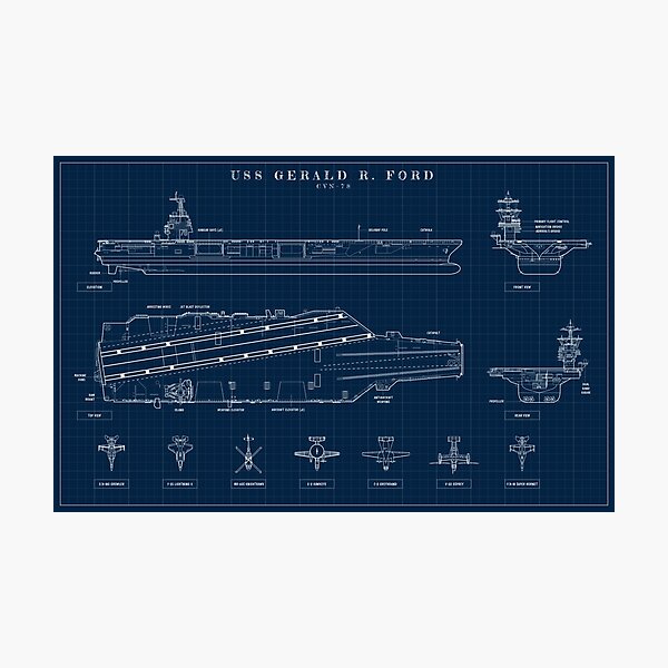 "USS Gerald R. Ford (Navy Blueprint)" Photographic Print for Sale by ...