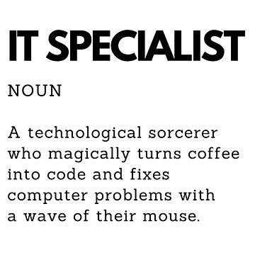 "IT Specialist Definition | Funny Gift for IT Specialist" Sticker for ...