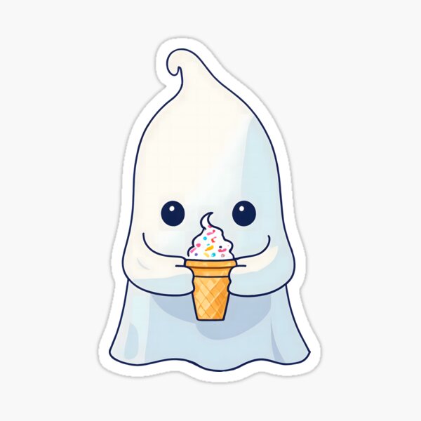 "Ghost Eating Ice Cream" Sticker for Sale by xiao xuans | Redbubble