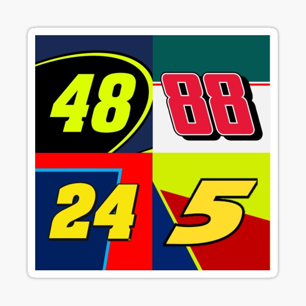"Hendrick Motorsports NASCAR numbers #48 #88 #24 #5" Sticker for Sale ...