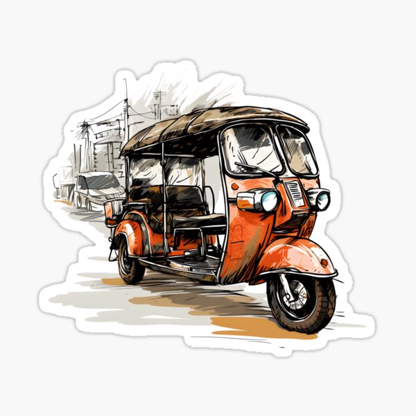 "TUK TUKS (Thai three wheels motorcycle)" Sticker for Sale by Ryslissa ...