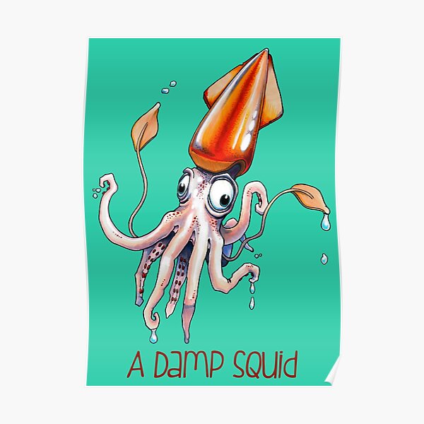 "A Damp Squid" Poster for Sale by DrawnToTheSea | Redbubble