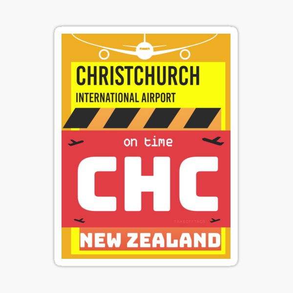 "CHC Christchurch airport tag" Sticker by Aviators | Redbubble