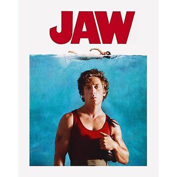 "Jeremy Allen White ("JAW") Jaws Spoof Poster" Sticker for Sale by beep ...