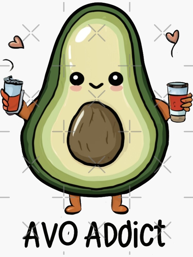 "Avo addict cartoon avocado " Sticker for Sale by bukajart | Redbubble